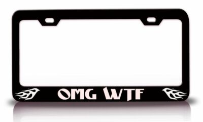 OMG WTF Flame Steel License Plate Frame Car SUV x88 | eBay