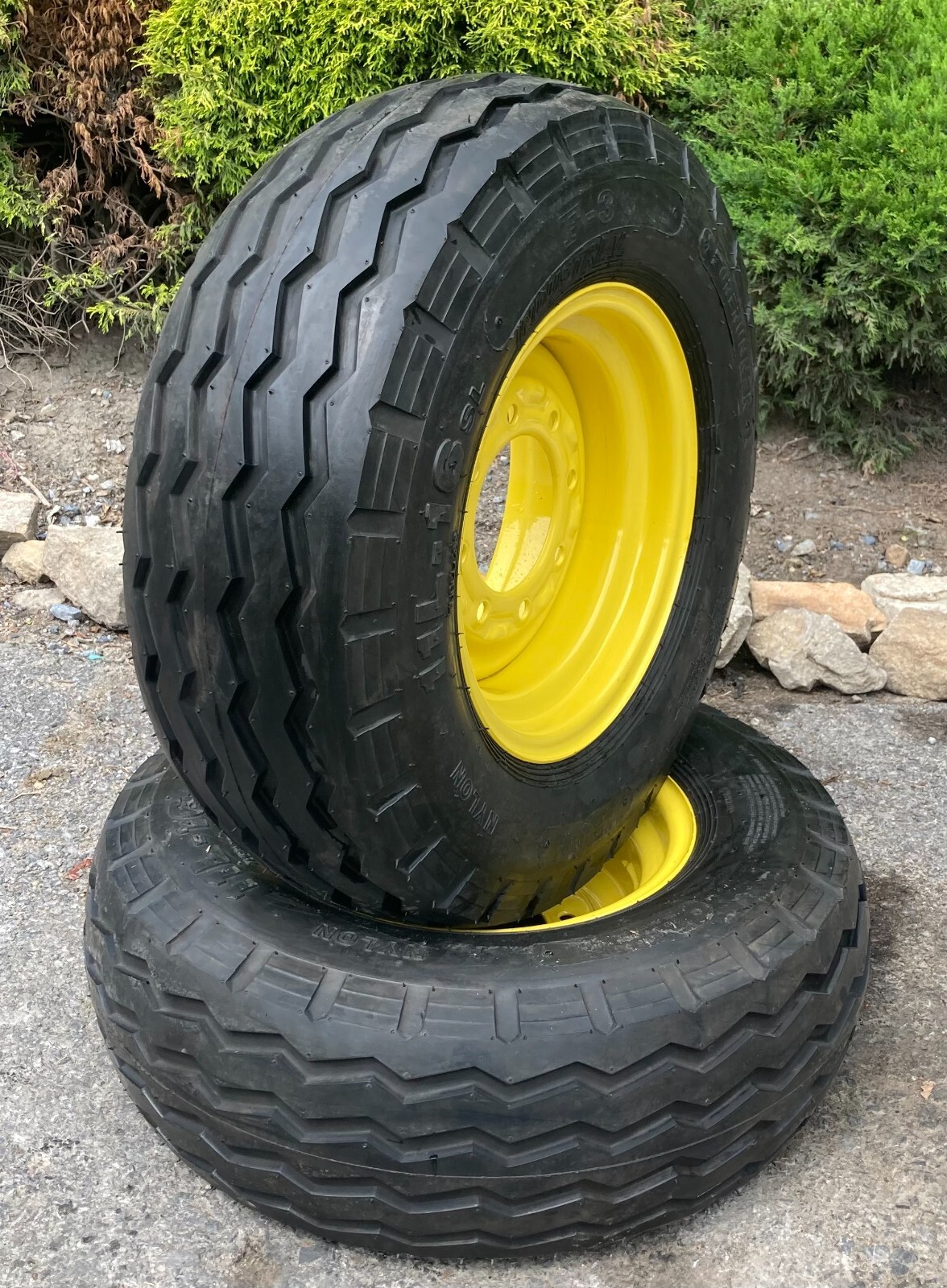 2 NEW 11L-16 Backhoe Tires/Rims/Wheels for Ford 555 & 655 2WD - F3 12 ...