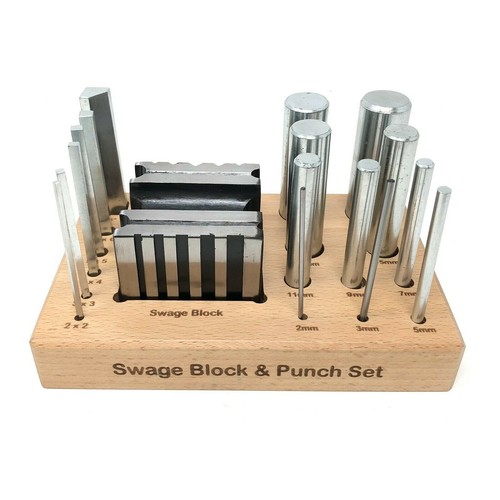 Steel Swage Block Forming Design Block & 16 Punches Shaping Tools Set ...