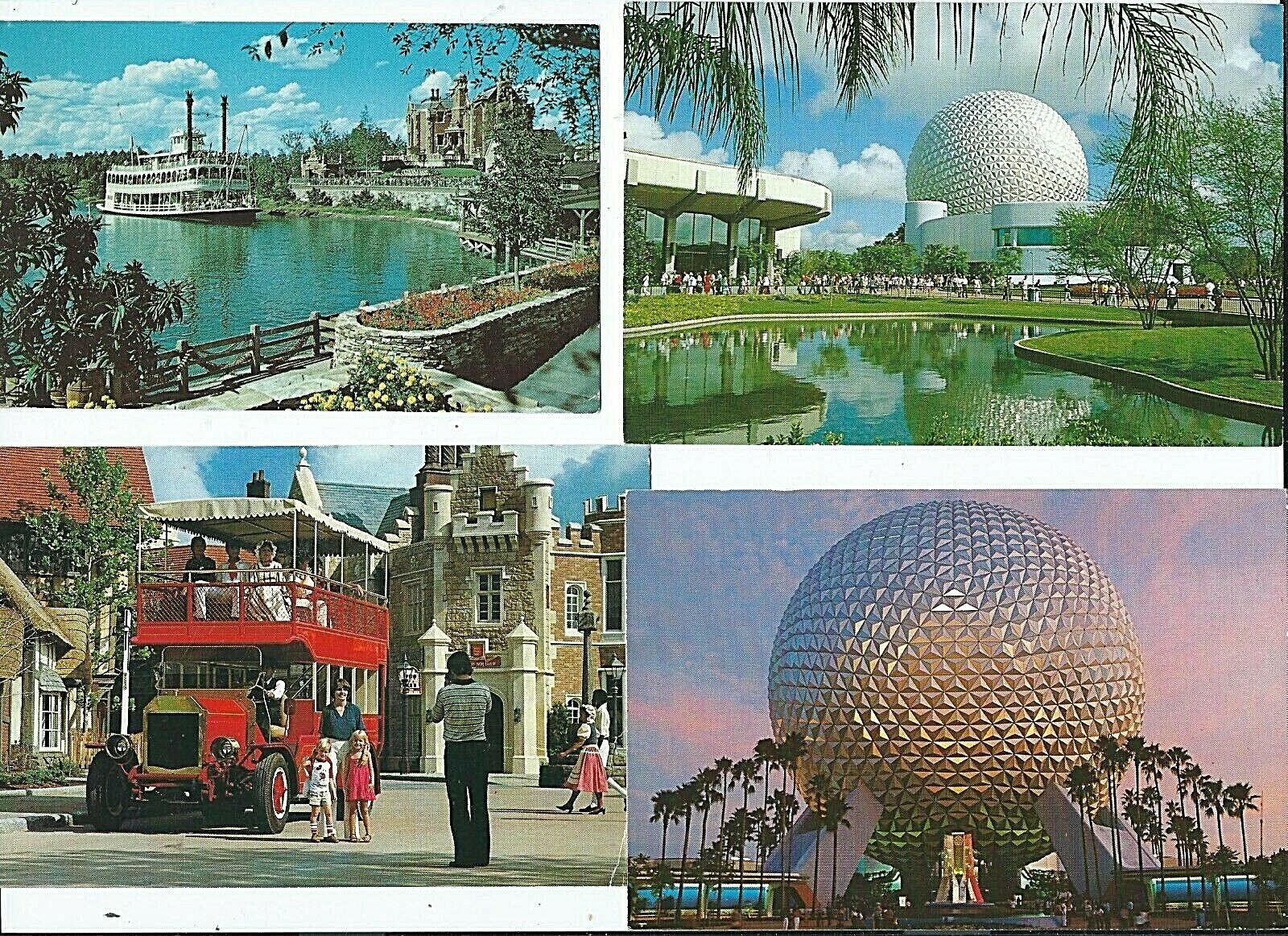 4 DISNEY WORLD photo Postcards EPCOT Orlando FL Communicore Geosphere ...