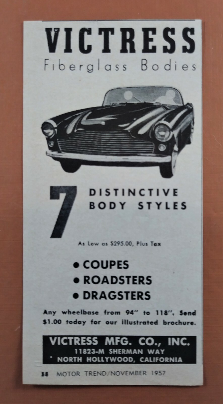 1950's Automobile - Victress Fiberglass Bodies Coupes Roadsters - 1957 ...