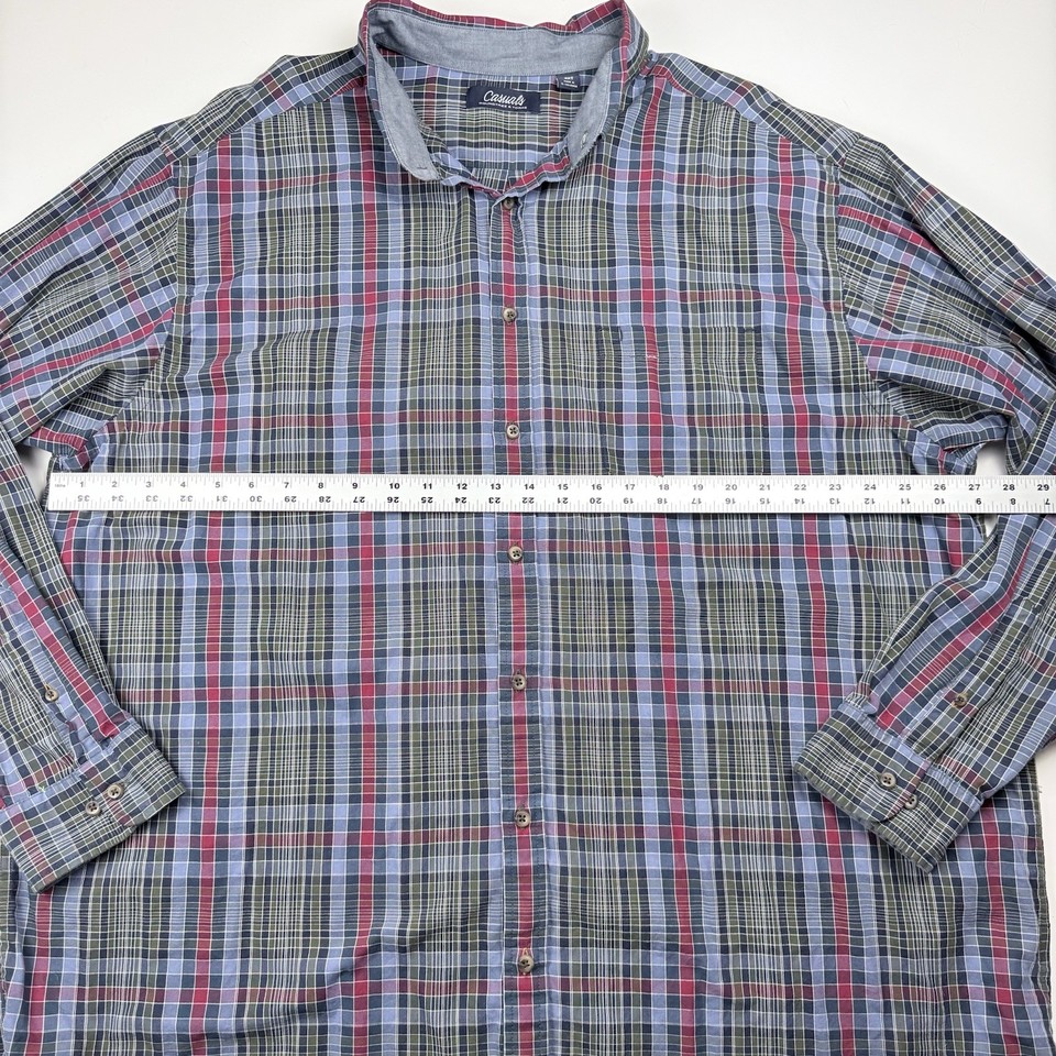 Roundtree & Yorke Casuals Men’s 3XT Button Down Shirt Plaid Long Sleeve ...