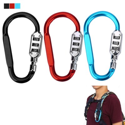 3 Pack Combination Lock Carabiner 3 Dial Digit Luggage Travel Baggage ...