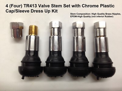 4-Set TR413 VALVE STEMS W/ DRESS UP KIT-SILVER (CHROME OVER PLASTIC) | eBay