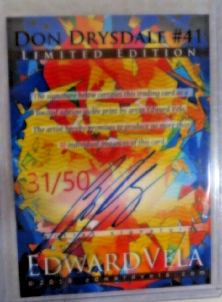 Don Drysdale #41 Art Card Limited 31/50 Edward Vela Signed (Los Angeles ...