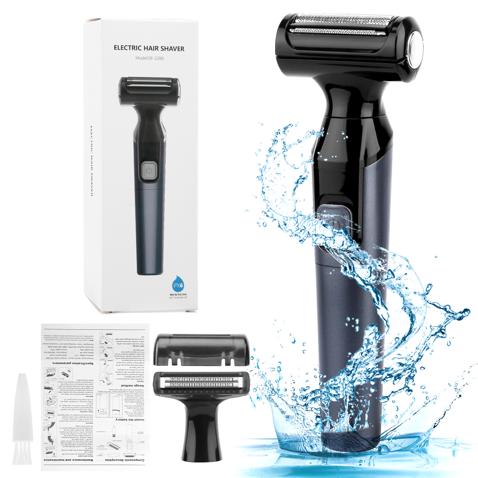 With Replacement Head Waterproof Electric Razor Men Women Battery ...