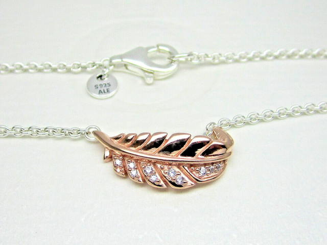 Authentic Pandora #382575C01-45cm Floating Curved Feather Necklace with ...