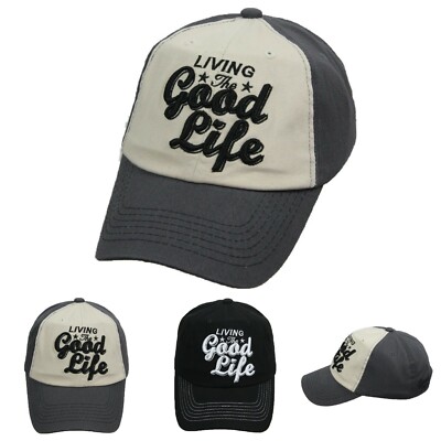 LIVING THE GOOD LIFE Baseball Cap Dad Sun Hat Cotton Hiking Outdoor ...