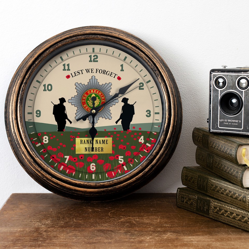 Cheshire Regiment Clock Personalised Wall British Military Army Veteran ...