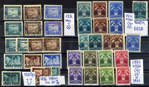 Romania 1931,32-36 AIR MAIL Aviations MNH,OG+USED+PERFIN +BONUS, 43 ...