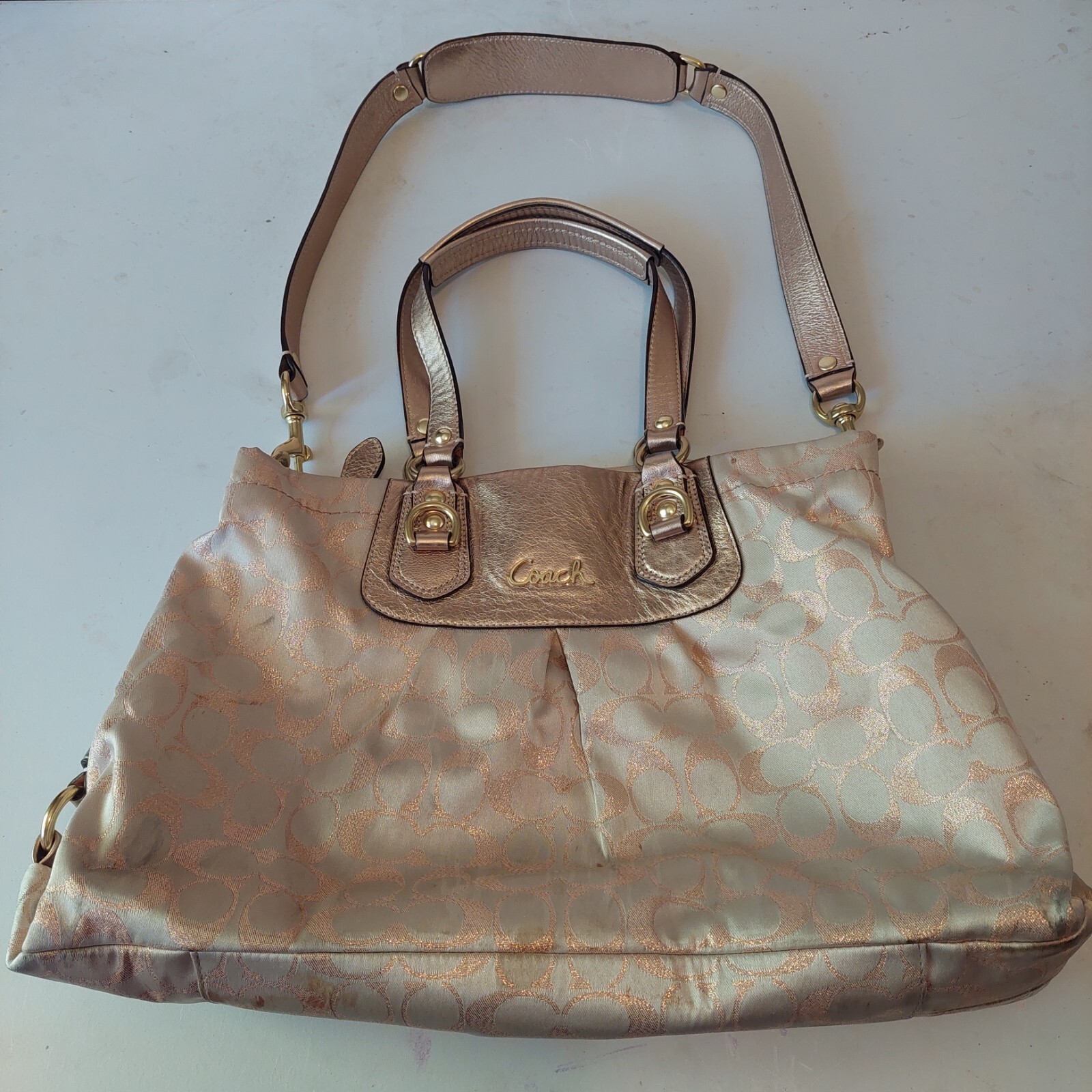 Authentic Coach Ashley Signature Lurex Carryall F15807 - Gem