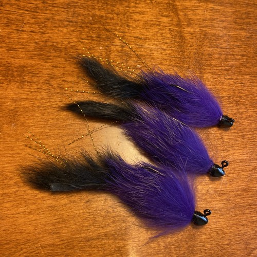 Walleye/Bass Hair Jigs 3/32, Black Purple Gold 3 Pack. FREE SHIPPING ...