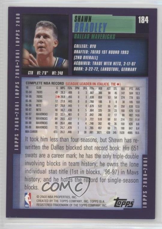 2000-01 Topps Shawn Bradley #184 2t8 | eBay