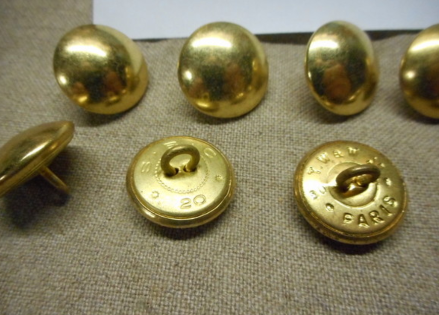 12 MILITARY GOLD METALLIC BUTTONS Diam. 20mm 12 FRENCH MILITARY BUTTONS ...