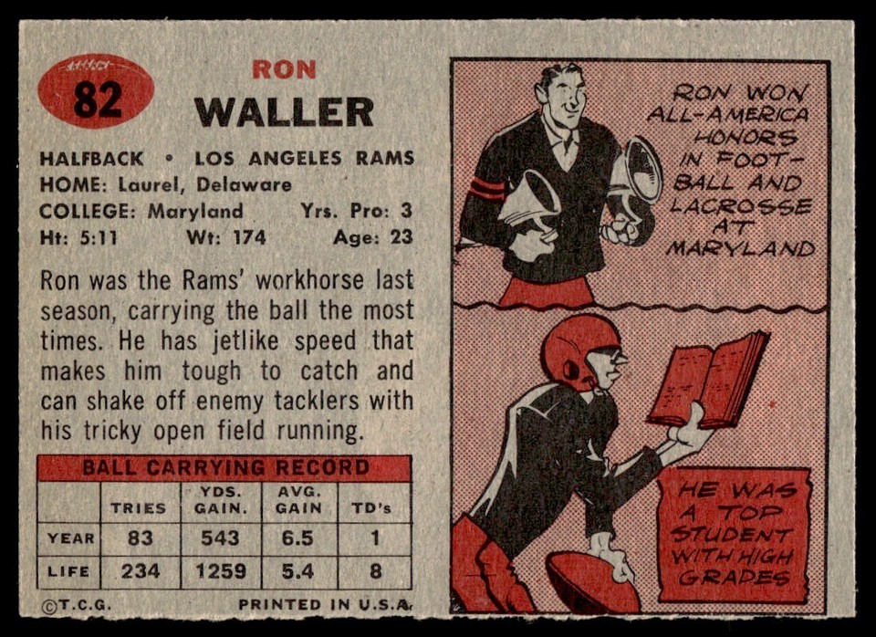 1957 Topps Ron Waller . Los Angeles Rams #82 | eBay
