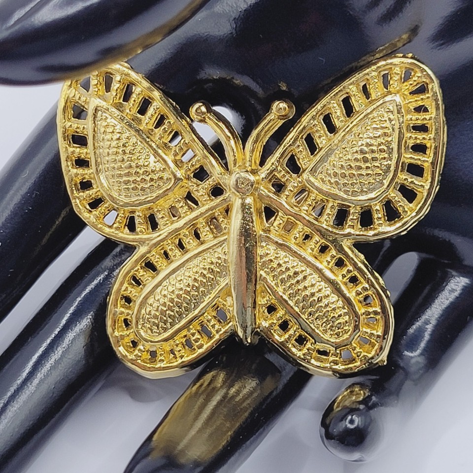 AAI Elegant Simple and Classy Vintage Gold Tone Metal BUTTERFLY Brooch ...