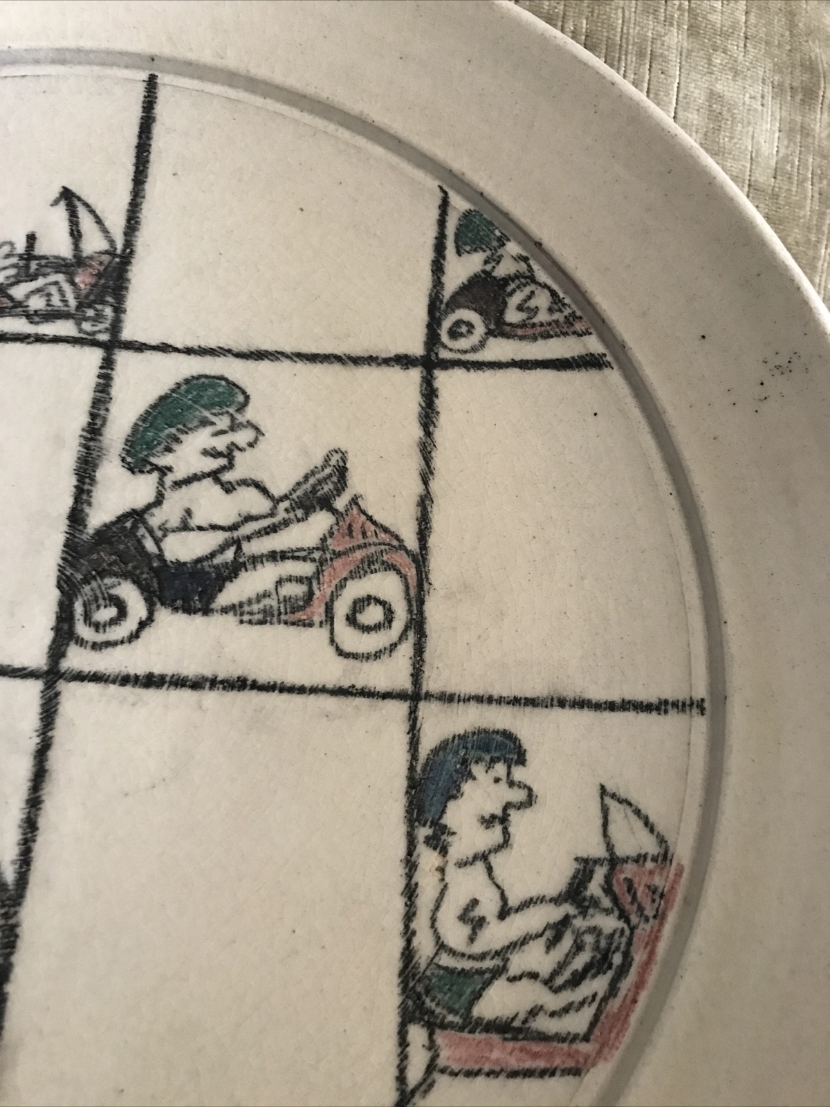 Fred Stodder Art Pottery Ceramic Plate 1977 11.5” Car Racing Signed | eBay