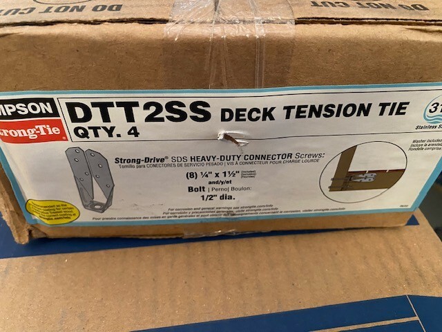 4 PACK Simpson Strong-Tie DTT2SS Deck Tension Tie Stainless With 1.5 ...