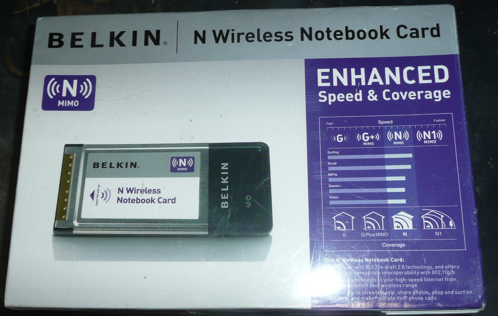 Belkin N Wireless Notebook Card PCMCIA N MIMO P58559-B F5D8013 ...