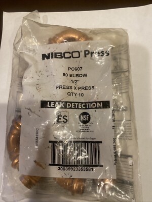 NIBCO Press System 1/2” Press x Press Copper 45 Deg Elbow PC606 10 Pack ...