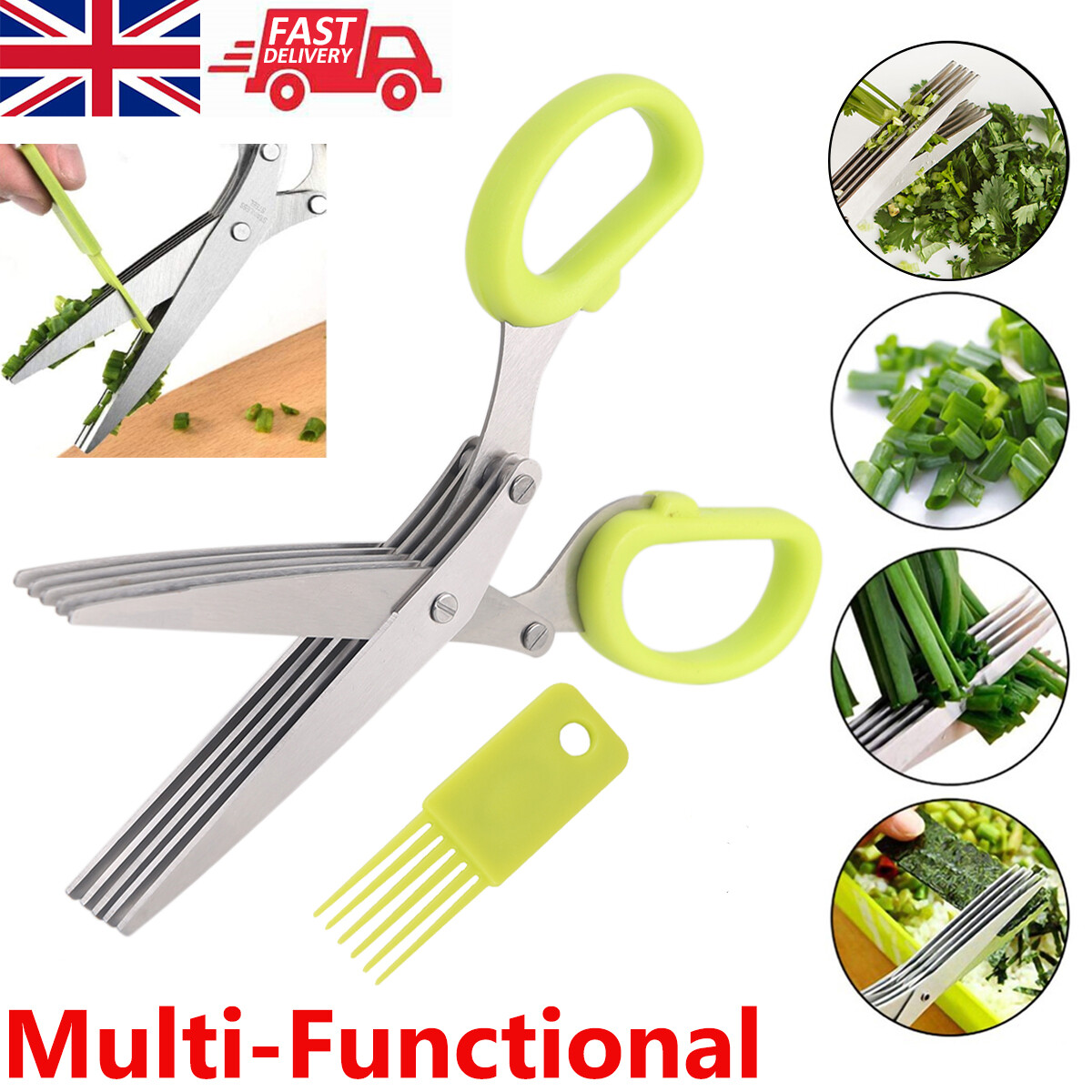 5 Blade Shredding Scissors Security Multi Cut Paper Shredder Herb ...