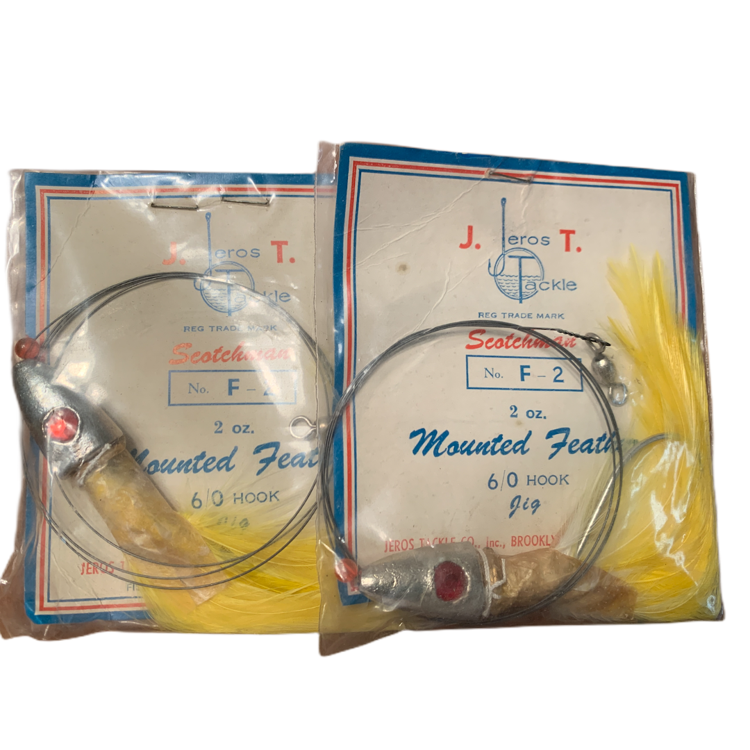 Lot of 2 Vintage Jeros Tackle Scotchman 2o.z. Mounted Feather 6/0 hook ...