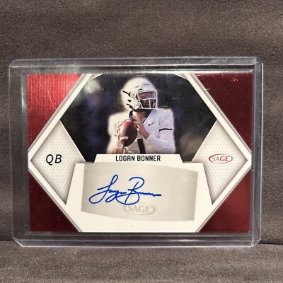 Logan Bonner 2023 Sage Red parallel Autograph auto Buffalo Bills Utah ...