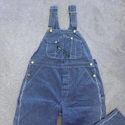 VTG KEY IMPERIAL Mens Railroad Conductor Striped Bib Denim Overalls W40 ...