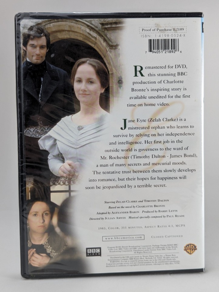 Jane Eyre (1983) [DVD, 2005, BBC] Timothy Dalton Brand New Sealed 794051218926 | eBay