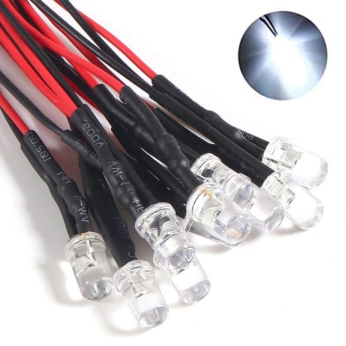 For HO 1:87 Aurora AFX SLOT CAR 3mm Grain LED Bulbs & Leads White 12V ...
