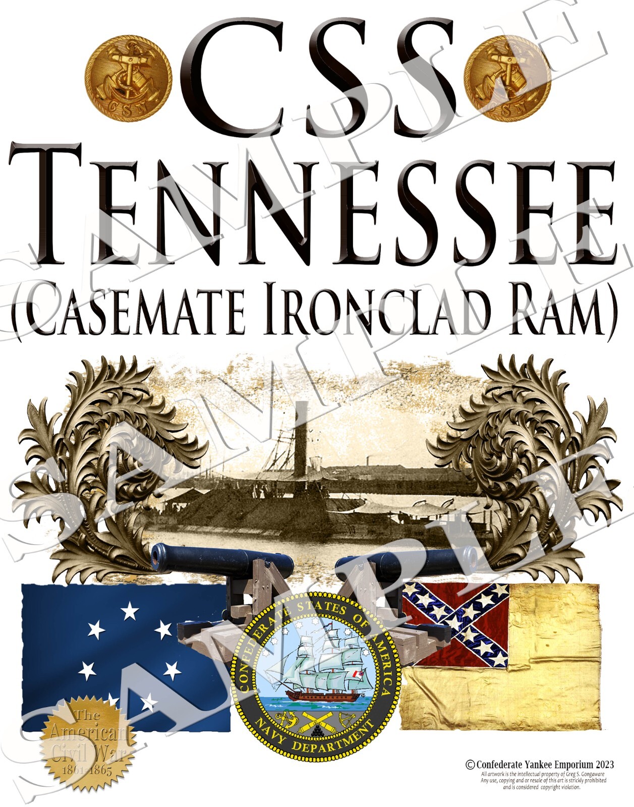 CSS Tennessee (Ironclad) Confederate Naval American Civil War themed ...