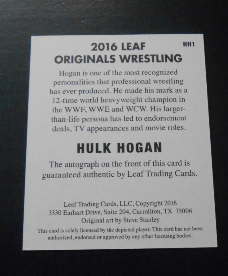 2016 Leaf Originals Wrestling Autograph HULK HOGAN Auto MINT | eBay