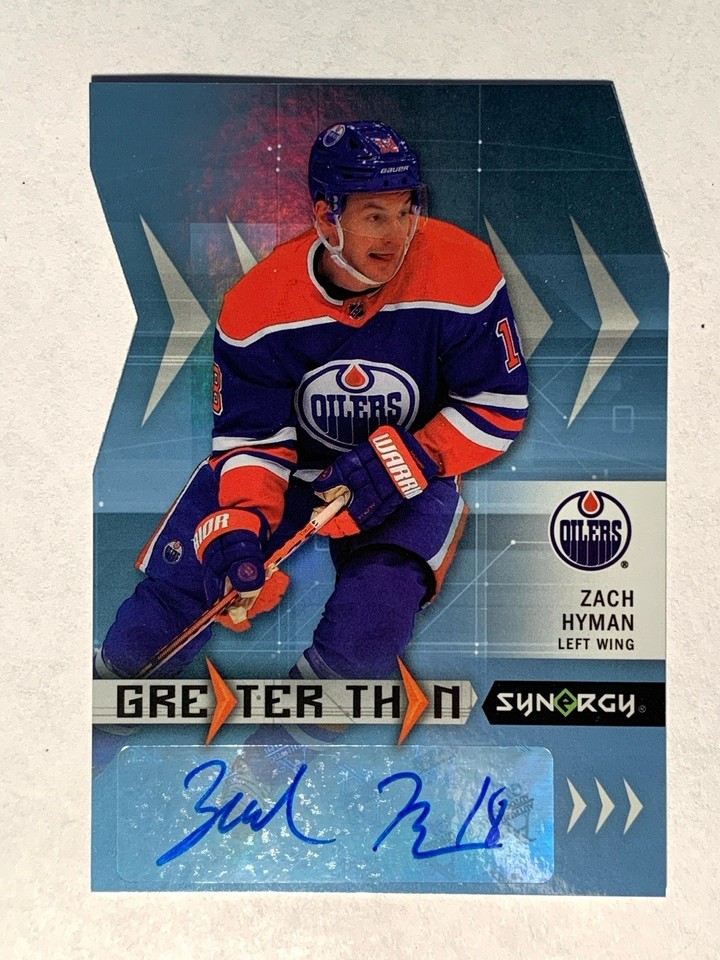 2023-24 UD Synergy Greater Than ZACH HYMAN Auto Die-cut Oilers Card# GT ...
