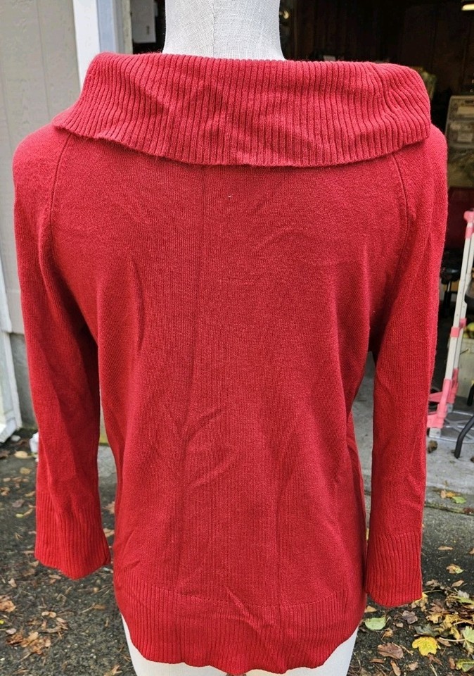 Red Debbie Morgan Sweater Cowl Neck,sleeve Has Nice Button Details Size ...
