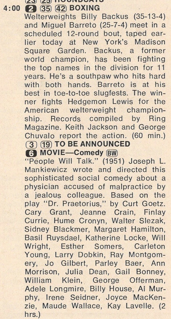 1973 TV BOXING AD~BILLY BACKUS vs MIGUEL BARRETO WELTERWEIGHTS | eBay