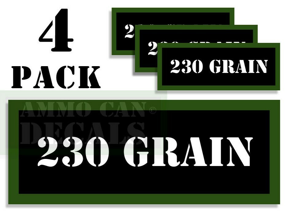 230 GRAIN Ammo Can LABELS STICKERS DECALS for Ammunition Cases 3"x1.15 ...