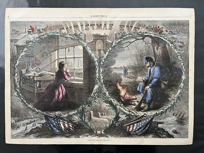 1863 THOMAS NAST CIVIL WAR SANTA CLAUS HARPER’S WEEKLY CHRISTMAS CIVIL ...