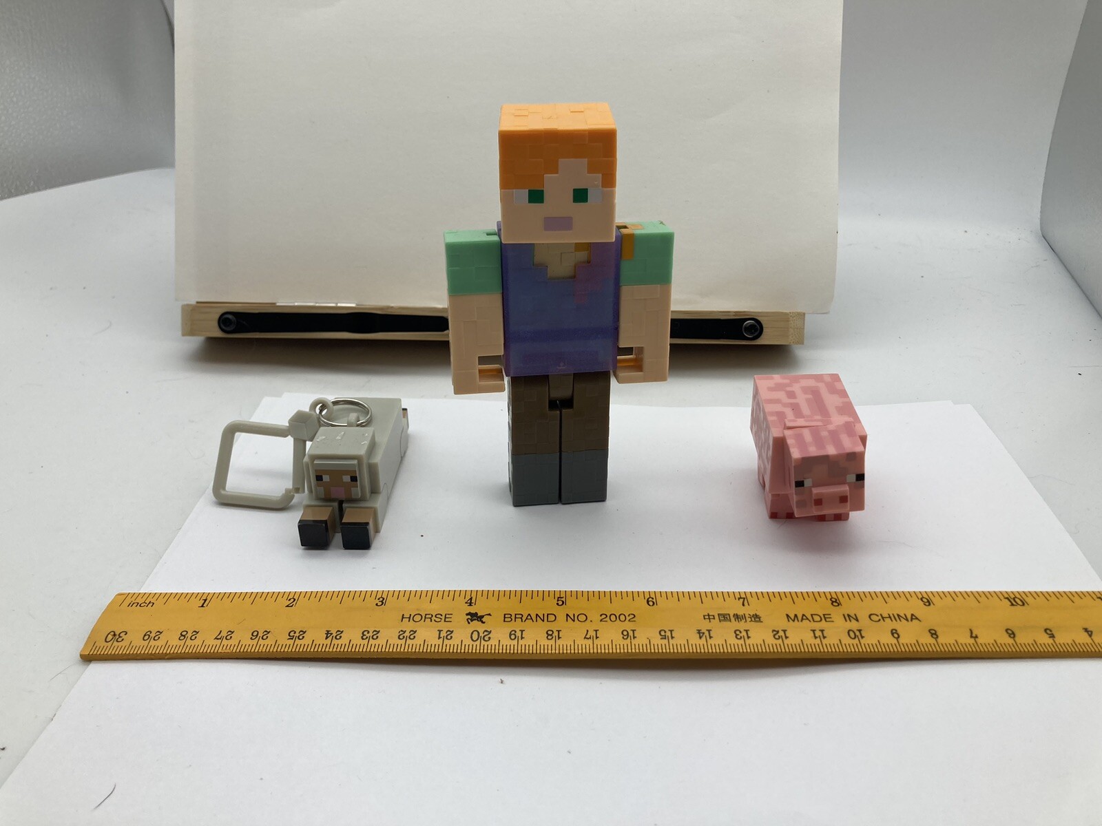 Lot of 3 Alex Minecraft 5" Figure and Pig Keychain and sheep figures ...