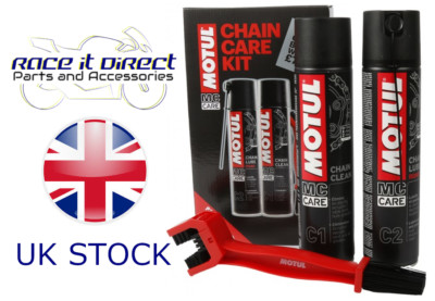 Motul Chain Care Cleaning / Cleaner Lube + Brush Kit For Motorcycle ...