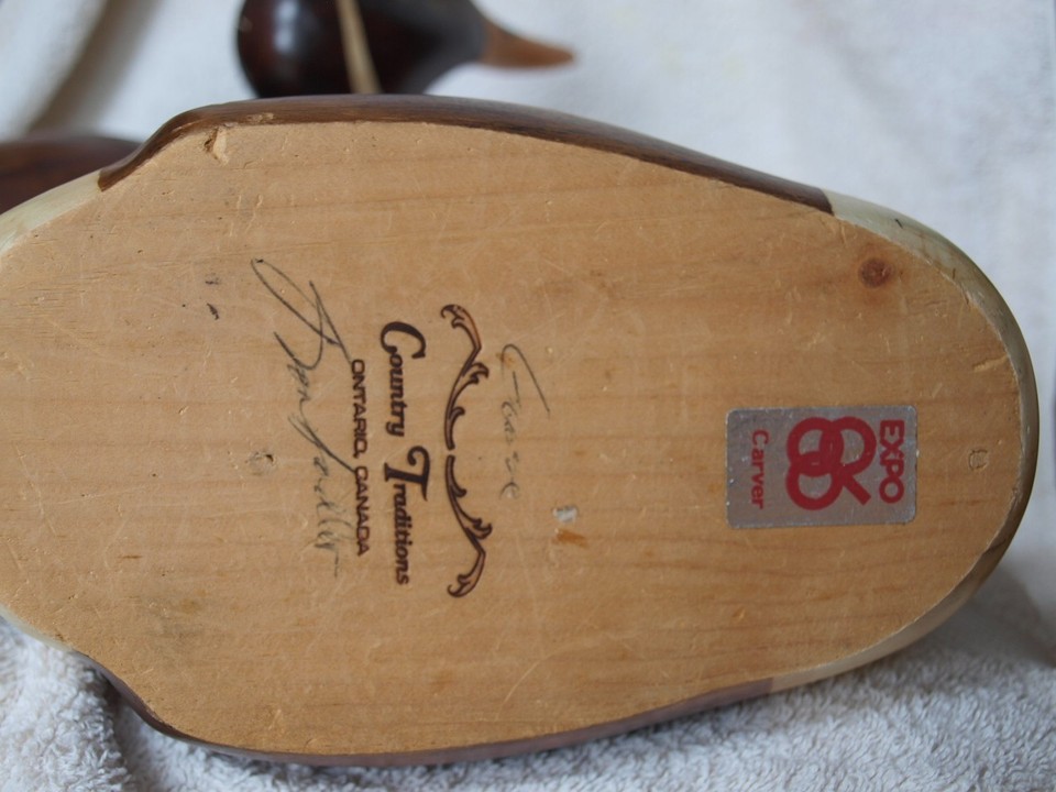 2 Vintage Decoy Duck Carvings by Ron Sadler Country Traditions Pintail ...