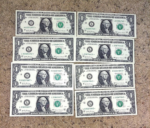 Star Replacement Notes 8 One Dollar Bills H L Districts 2017 Series | eBay