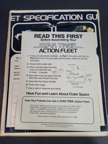 STAR TREK Action Fleet Complete with Original Envelope 1979 Cardboard ...