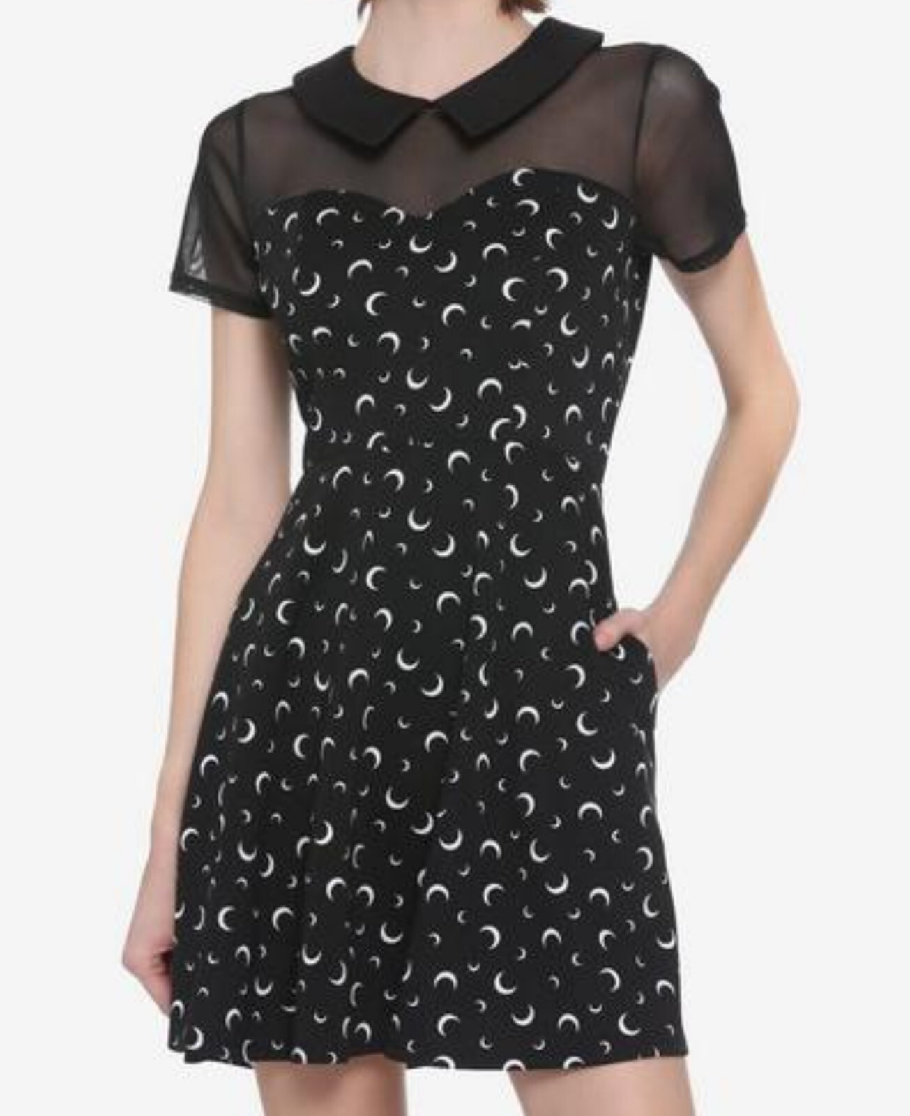 Y2K Goth Hot Topic Crescent Moon Collared Mesh Panel … - Gem