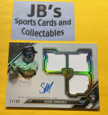 2021 Triple Threads Jesus Sanchez Jersey Rookie Card RC Auto Autograph ...