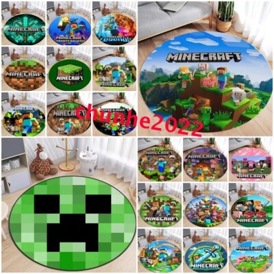 Kids Minecraft 3D Round Floor Rugs Kids Bedroom Decors Carpets Doormat ...