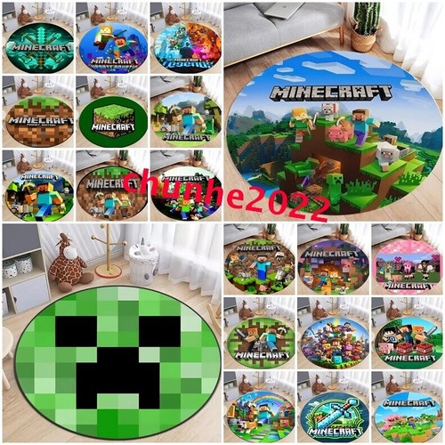 Kids Minecraft 3D Round Floor Rugs Kids Bedroom Decors Carpets Doormat ...