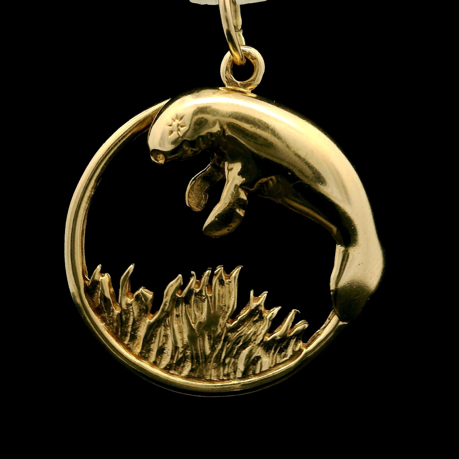 Collectible 14k Yellow Gold 3d Detailed Swimming Manatee Ring Charm ...