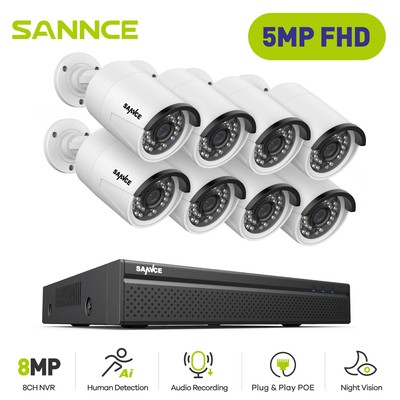 5MP Cameras System 8CH H.264+ 8MP NVR Recorder 5MP Security Audio ...