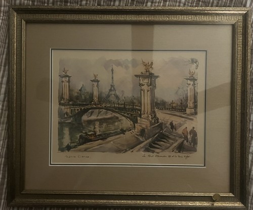 MARIUS GIRARD Pencil Signed Print PARIS Le Pont Alexandre La Tour ...