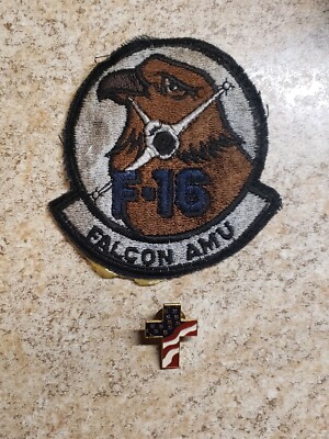 US Air Force F-16 Falcon AMU Patch W Lapel Used Original Vintage USAF ...
